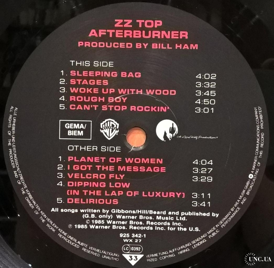 ZZ Top - Afterburner - 1985. (LP). 12. Vinyl. Пластинка. Germany ...