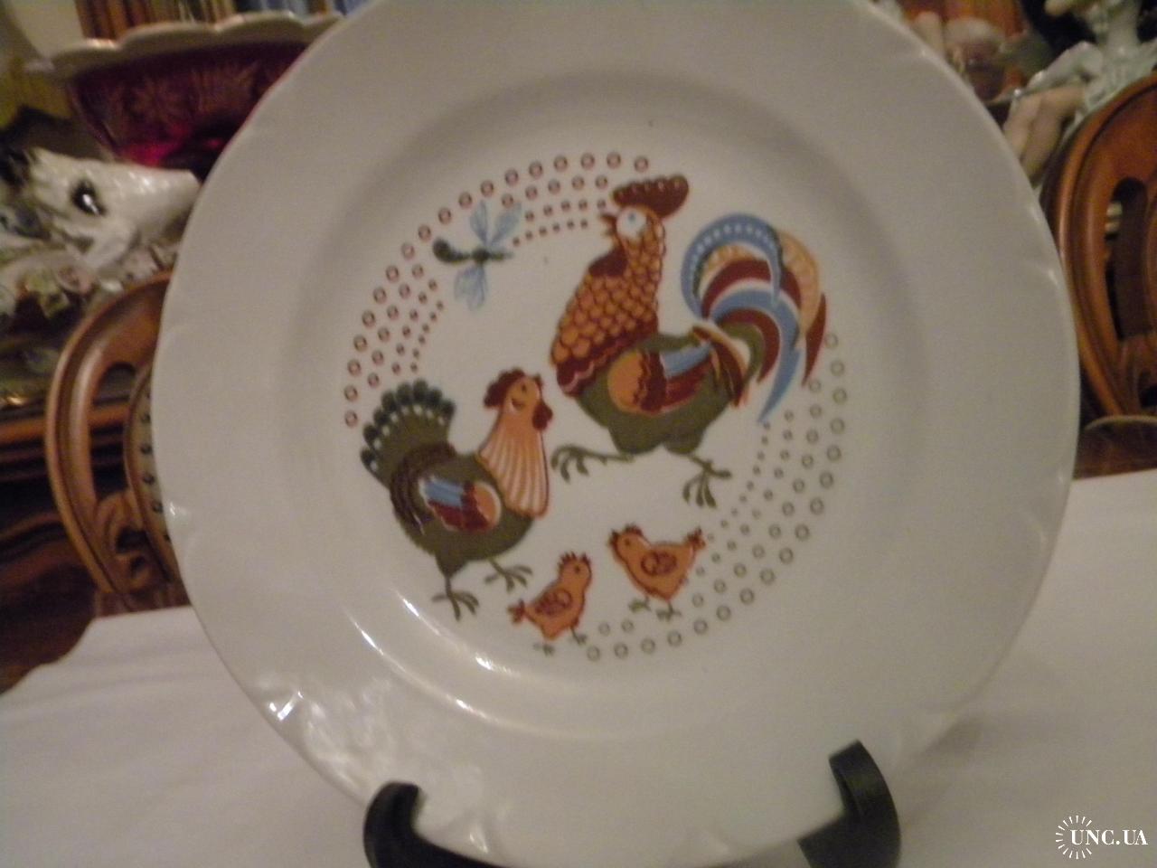 Тарелка Детская Петушок Курочка Цыплята Фарфор СССР Рига №СТ86 купить ...